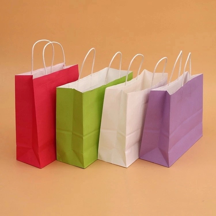 Recyclable Colored Kraft Paper Bags Custom Brown Paper Bags For 